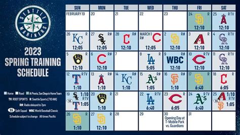 Mariners Schedule Printable