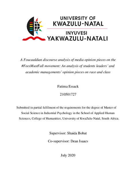 Pdf A Foucauldian Discourse Analysis Of Media Opinion Pieces On The