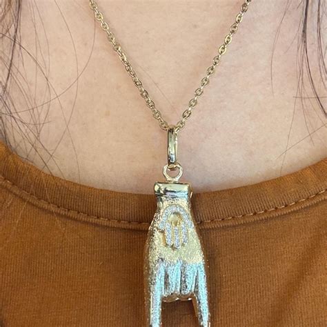 Malocchio Italian Horn Necklace Large Sized Hand Mano Cornuto Cornetto