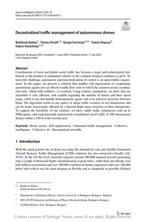 Pdf Decentralized Traffic Management Of Autonomous Drones