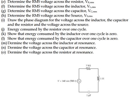Solved Determine The Rms Voltage Across The Resistor Vr Rms