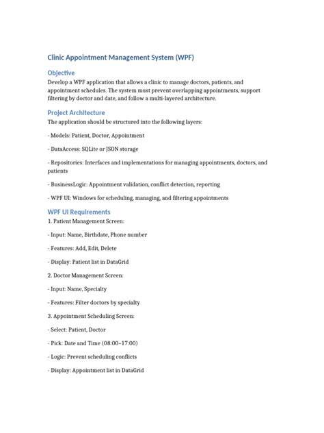 Clinic Appointment Wpf Assignment Pdf