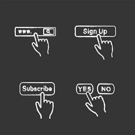 App Buttons Chalk Icons Set Click Search Bar Sign Up Subscribe Yes