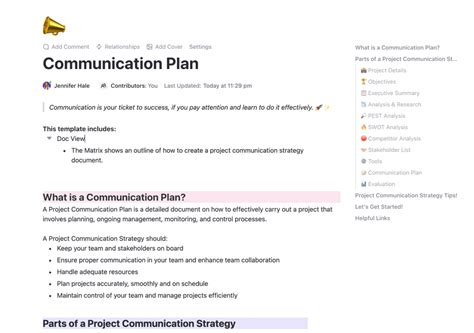 Communications Plan Template Excel