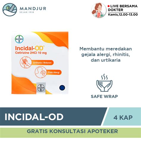 Jual Incidal Od 4 Kapsul Obat Alergi Rhinitis Urtikaria Shopee Indonesia