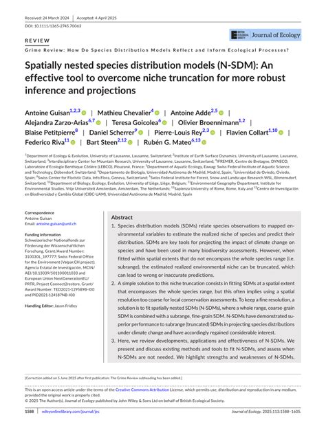 Pdf Spatially Nested Species Distribution Models N‐sdm An Effective Tool To Overcome Niche