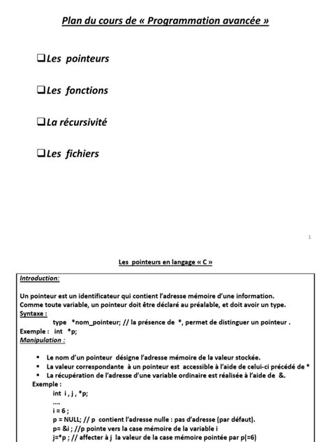 Les Pointeurs En Langage C Bis Pdf Pointeur Programmation C Langage De Programmation