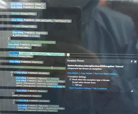 C External Component Has Thrown An Exception From Third Party