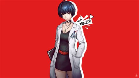 Short Hair Persona 5 Artwork Blueriest Simple Background Red Eyes