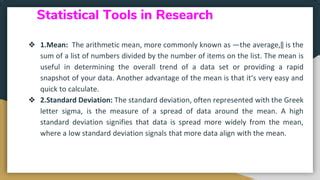 STATISTICAL TOOLS IN RESEARCH | PDF