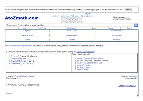Newtons Backward Difference Formula Numerical Differentiation Formula We Use Cookies To