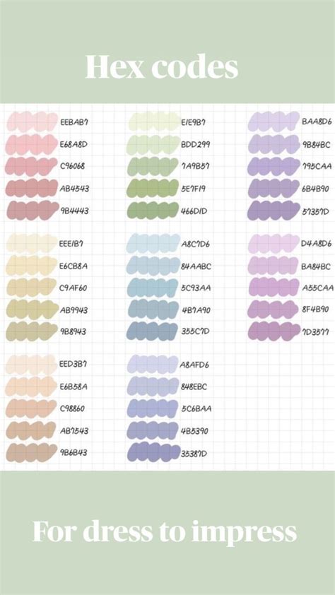 64 hex codes for dti ideas color coding hex color palette hex colors