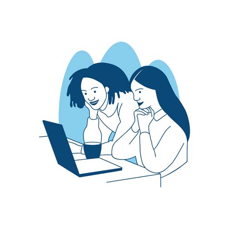 Flat Style Vector Illustration Teamwork Beautiful Women Working Together With Laptops 10742004