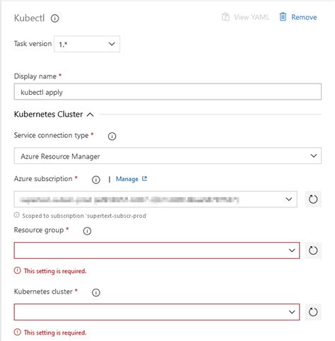 Kubernetes Run Kubectl Devops Task With Run Time Specified Resource Details Stack Overflow