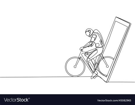 Single Continuous Line Drawing Young Astronaut Vector Image