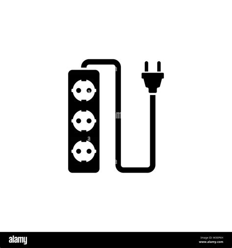 Plug Wire Socket Power Extension Cord Power Plug Flat Vector Icon Simple Black Symbol On