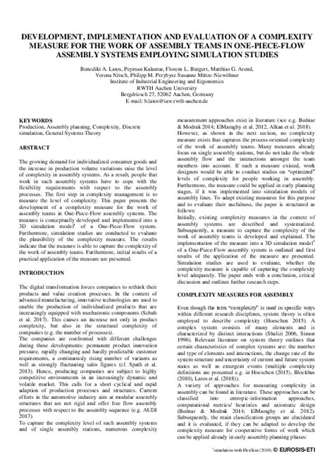 Pdf Development Implementation And Evaluation Of A Complexity