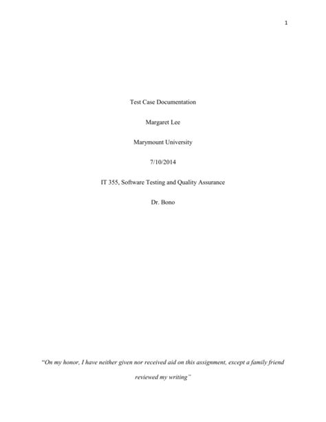 Test Case Documentation