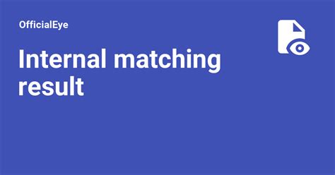 Internal Matching Result Officialeye