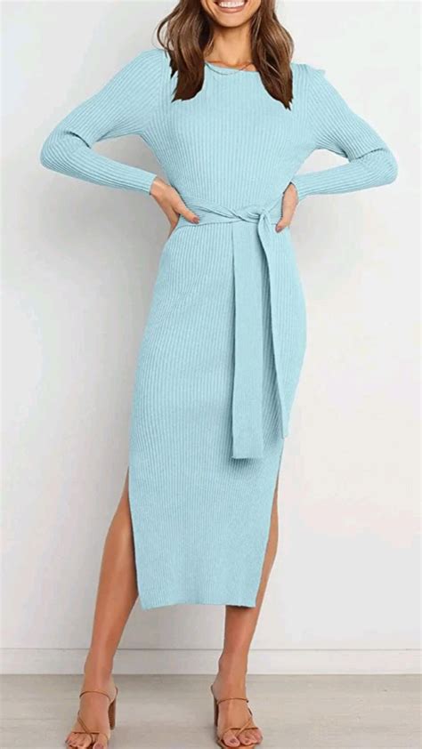 Turquoise Sweater Dress Sweater Dress Fall Dress Outfit Elegant Sweater