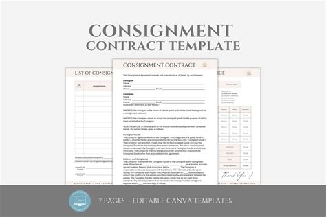 Editable Consignment Contract Template Product Consignment Agreement Consignment Store Forms