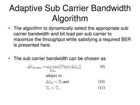 Ppt Performance Analysis Of Ofdm Systems With Adaptive Sub Carrier Bandwidth Powerpoint