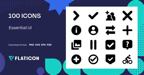 Essential UI Icon Pack 100 SVG Icons