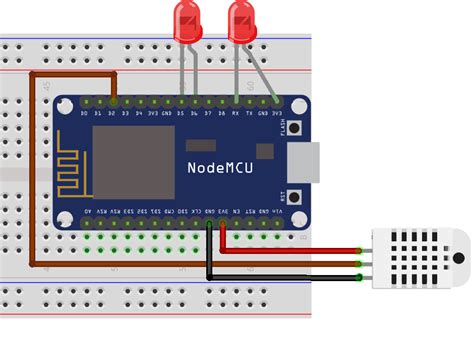 Nodemcu Dht And Led Circuit IoT Ignite Devzone