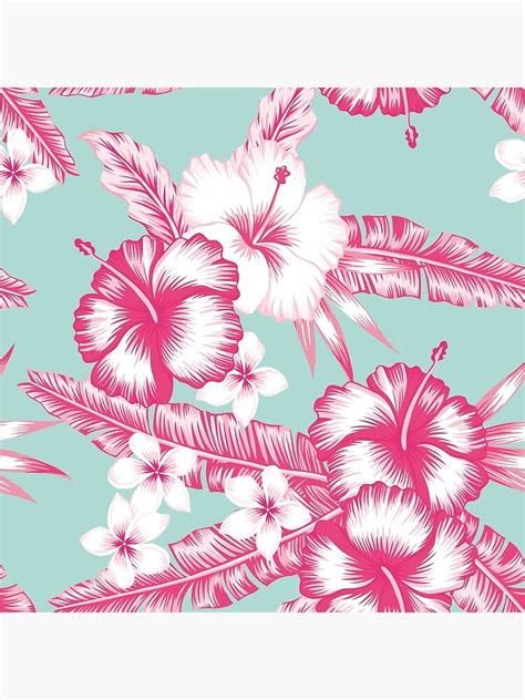 Tropical Pink And Blue Hawaiian Hibiscus Flowers Art Print By
