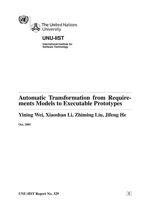 Pdf Software Technology Automatic Transformation From Requirements Models To Executable Prototypes