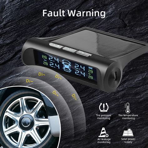 Solar Tpms Tire Pressure Monitoring System Digital Display Wheel Tyre Air Pressure Security Real