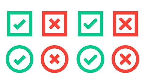 원과 사각형에 진드기 및 적십자 표시가 녹색 아이콘을 플랫 검사 보기에 대한 스톡 벡터 아트 및 기타 이미지 검사 보기 녹색 빨강 Istock