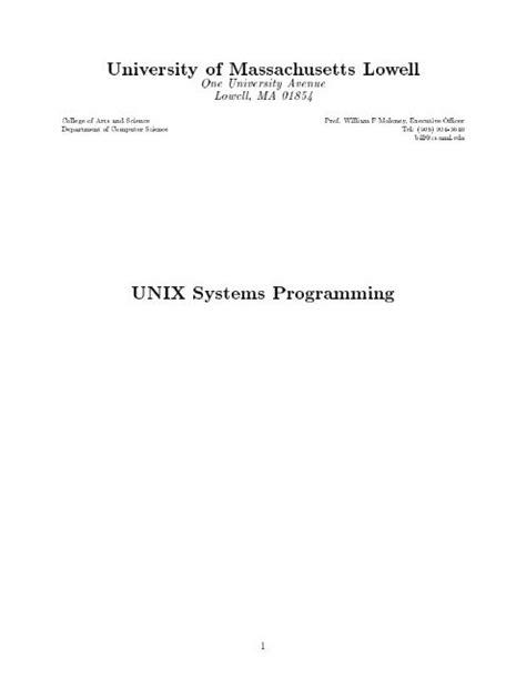University Of Massachusetts Lowell Unix Systems Programming