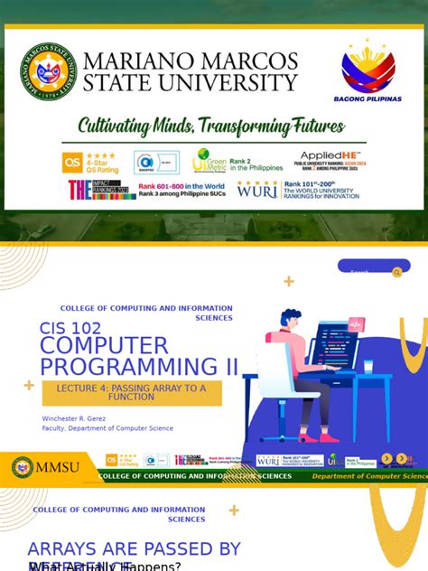 Lecture 4 Passing Array To A Function Pdf Pointer Computer