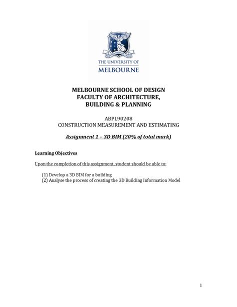 Construction Measurement And Estimating Assignment 3d Bim Using Revit