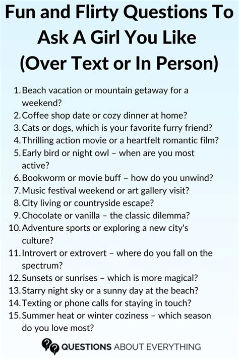 Flirty Questions to Ask the Girl You Like | Flirty questions ...