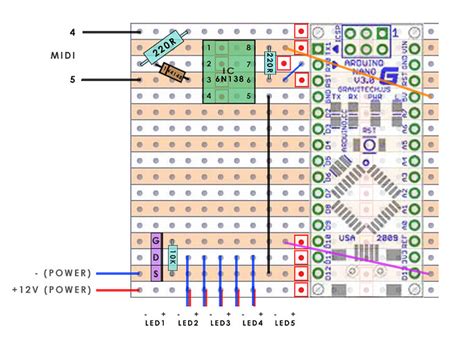 midi led lights via nano leds and multiplexing arduino forum
