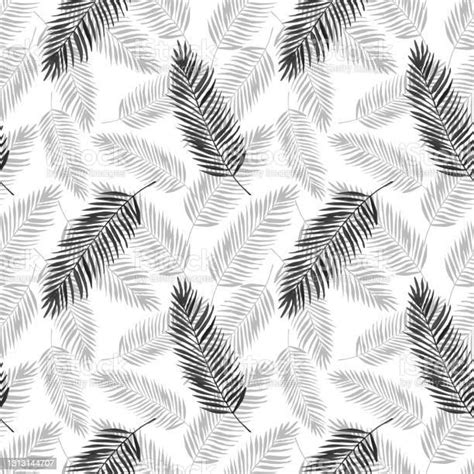 흰색 배경에 회색과 검은 손바닥 잎이있는 원활한 수채화 패턴 0명에 대한 스톡 벡터 아트 및 기타 이미지 0명 나무 디자인 Istock