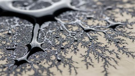 Closeup Of Dendritic Growth Patterns On A Surface Resembling Intricate
