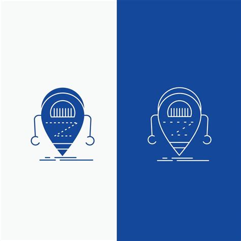 Android Beta Droid Robot Technology Line And Glyph Web Button In Blue Color Vertical Banner