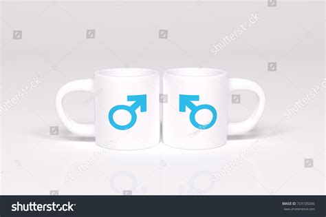3d Rendering 2 White Coffee Mugs Stock Illustration 703105006