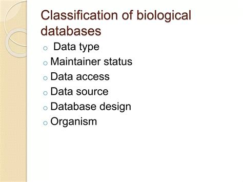 features of biological databases pptx databases computer software