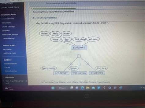 Solved Map The Following Eer Diagram Into Relational Schemas