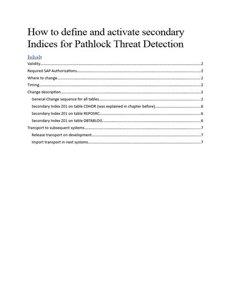 man how to define and activate secondary indices for pathlock threat