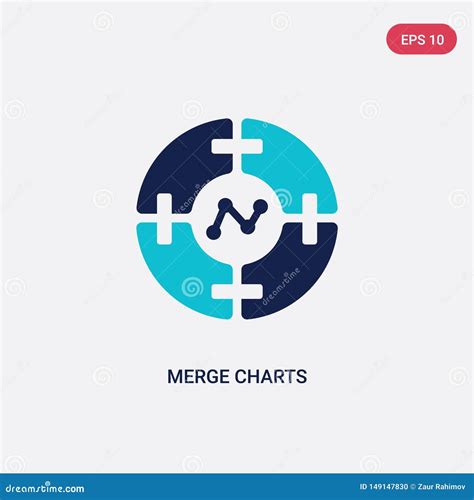 Two Color Merge Charts Vector Icon From Business And Analytics Concept Isolated Blue Merge