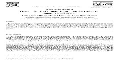 Pdf Designing Jpeg Quantization Tables Based On Human Visual System