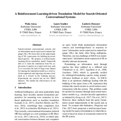 A Reinforcement Learning Driven Translation Model For Search Oriented Conversational Systems