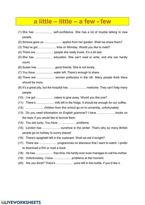 Quantifiers Interactive Worksheet English Grammar Exercises Grammar