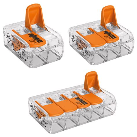 wago steckverbinder 221 serie 2, 3 & 5-port hebel käfig klemme mini ...