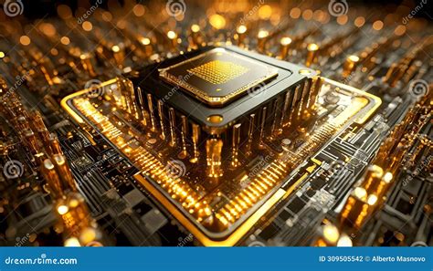 Futuristic High Tech Cpu Central Processor Unit Of A Supercomputer Generative Ai Stock